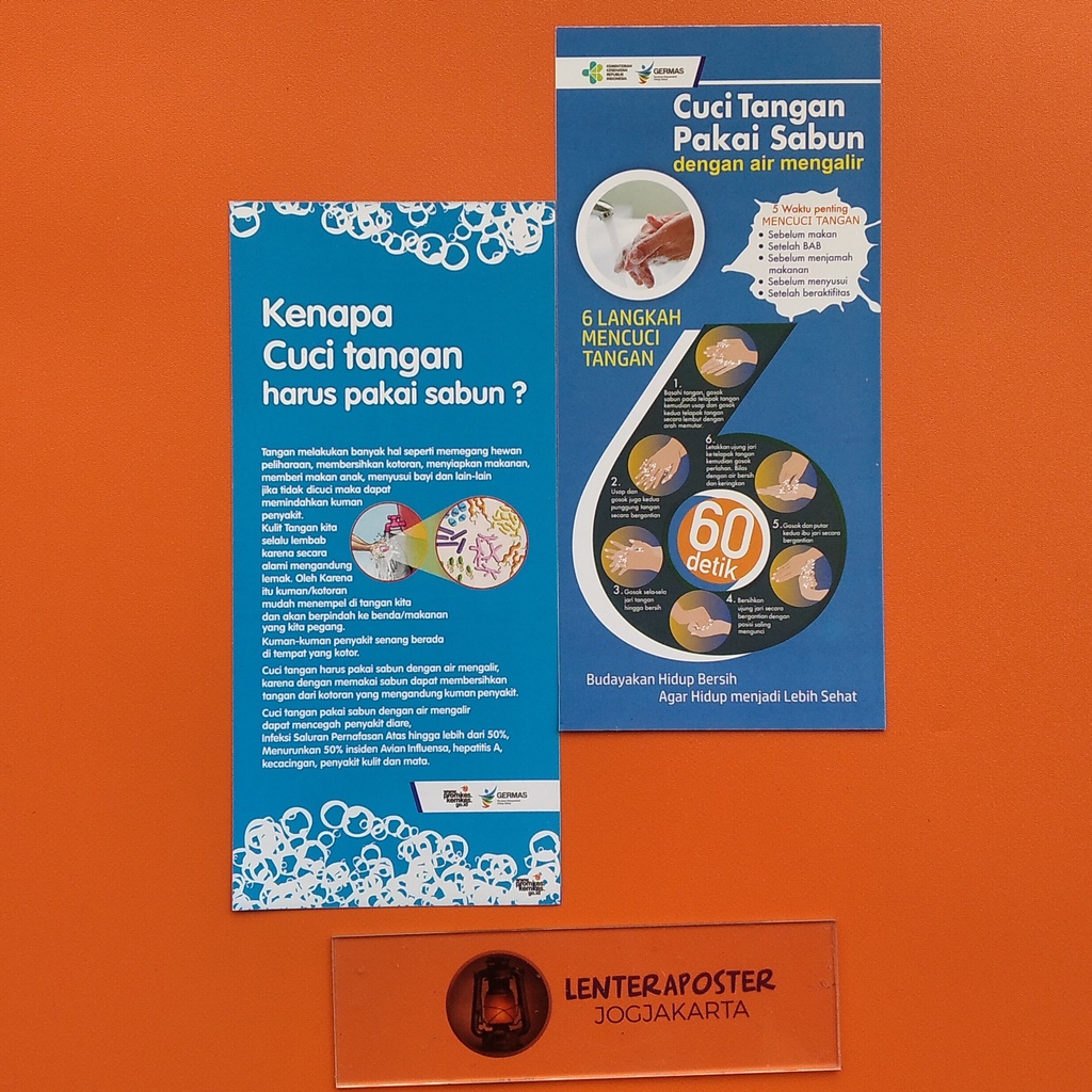 Jual Flyer atau brosur Cuci Tangan pakai sabun dengan air mengalir ...