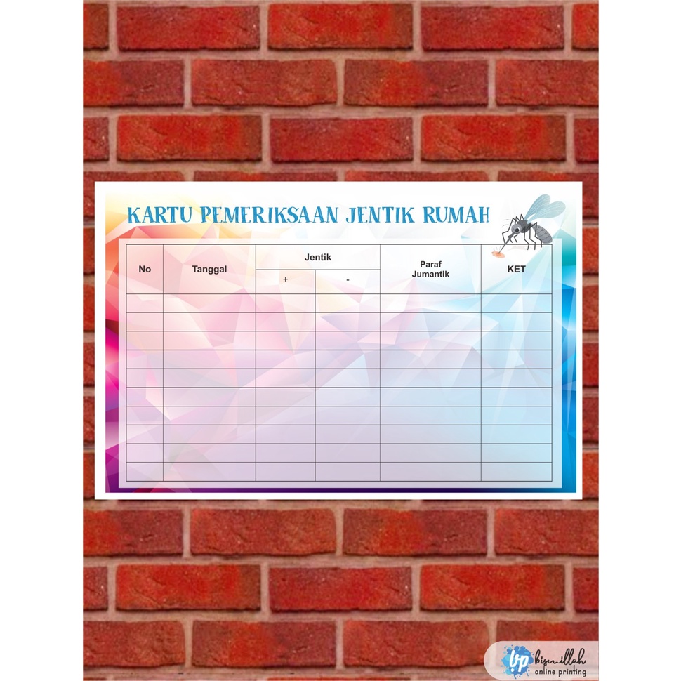Jual Kartu Pemeriksaan Jentik nyamuk Rumah | Shopee Indonesia