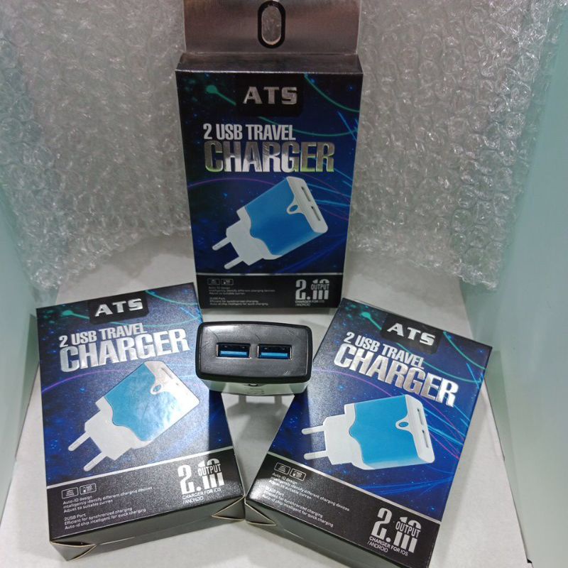 Jual Adapter charger ATS 2 USB 2.A / Batok kepala charger ATS real 2.A | Shopee Indonesia