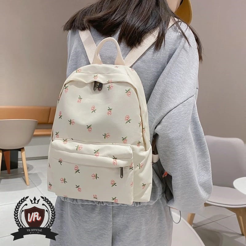 Jual Alika Bag - Tas Ransel Mini Wanita Gambar Bunga Kasual Tas Buku ...