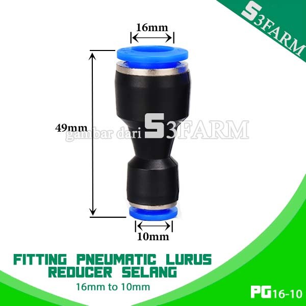 Jual PG16-10 FITTING PNEUMATIC REDUCER LURUS SLIP LOCK JOINER SELANG ...