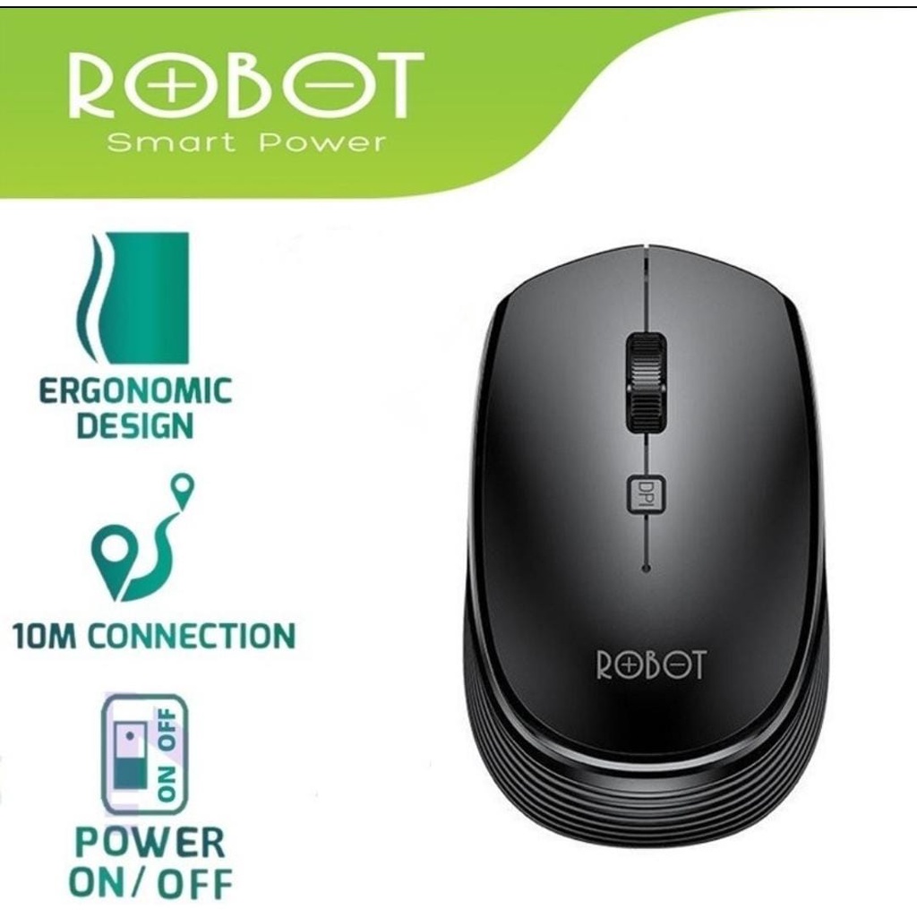 Jual ROBOT Mouse Wireless M205 2.4G 800 - 1600DPI Receiver USB Garansi ...