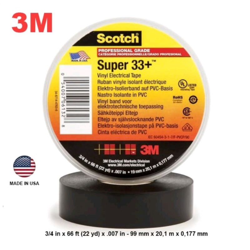 Jual Isolasi Listrik 3M Made In USA Scotch 33+ 19mm x 20,1mm | Shopee ...