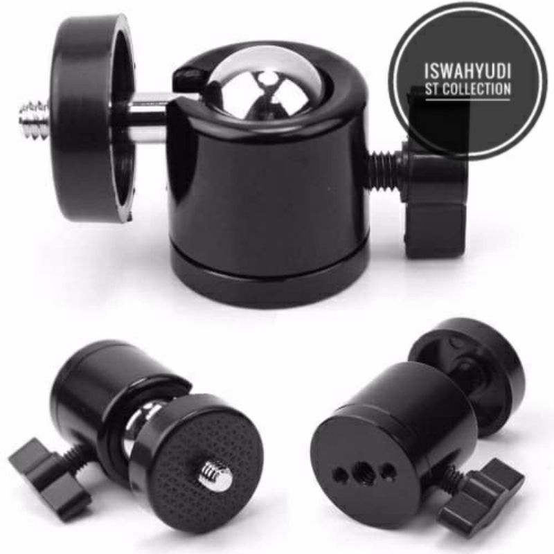 Jual ISC Mini Ball Head Besi Untuk Tripod Kamera DSLR Ring Light 360 ...