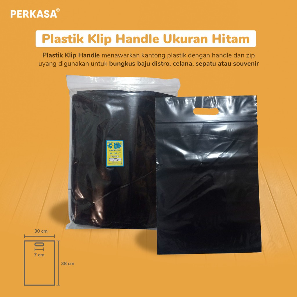 Jual (Isi 100)Plastik Klip Pond handle HITAM 30x38 Hitam Terlaris Murah ...