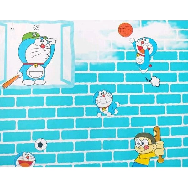 Jual Wallpaper Dinding Doraemon Bata Biru 8m s/d 9m x 45cm | Shopee Indonesia