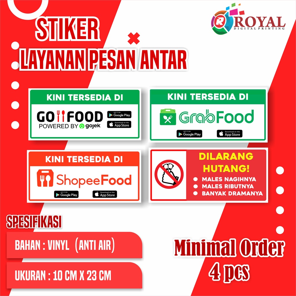 Jual STIKER LAYANAN PESAN ANTAR// GOFOOD, GRABFOOD, SHOPEEFOOD, (Tempel ...