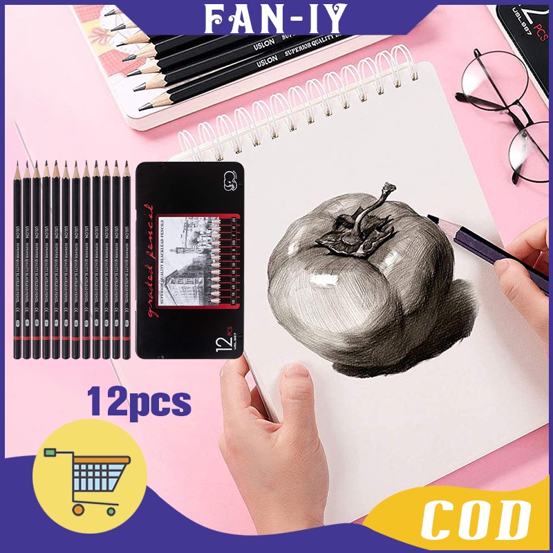 Jual 12Pcs Pensil Gambar Sketsa Lengkap 2H H F B HB 2B 3B 4B 5B 6B 7B 8B Charcoal Pensil Sketsa ...