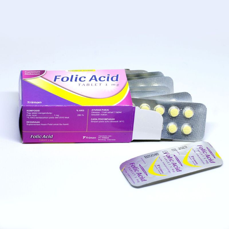 Jual Folic Acid Asam Folat Triman 1 Box 100 tablet / Suplemen Asamfolat ...