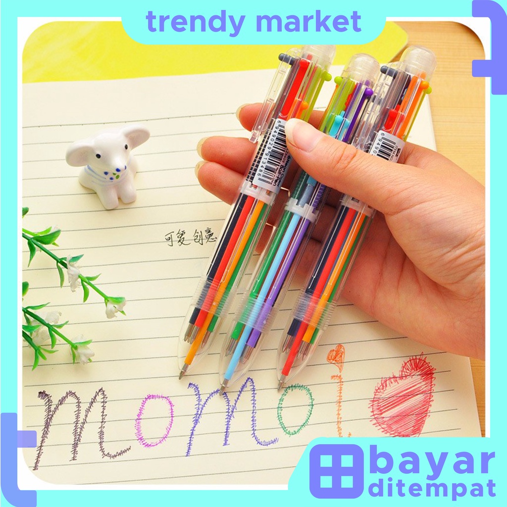 Jual TrendyMarket Pulpen 6 Color in 1 Ballpoint Pen Office Pena 6 Warna ...