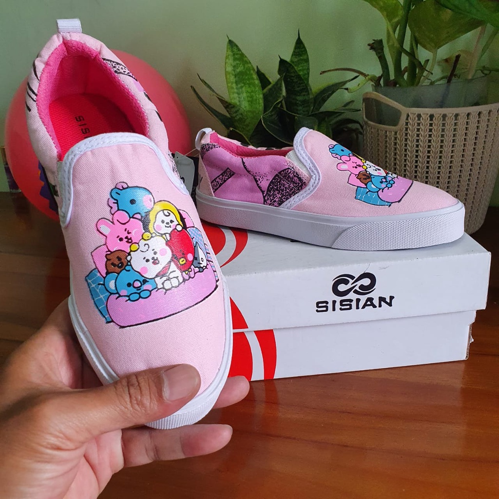 Jual SEPATU ANAK PEREMPUAN USIA 4,5,6,7,8,9,10 TAHUN BT21 BTS ARMY ...