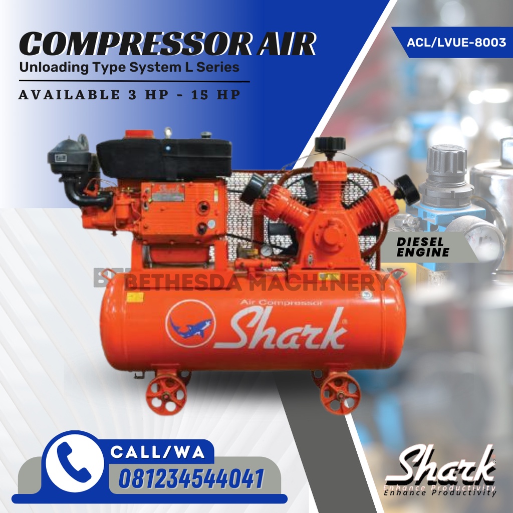 Jual kompresor udara 3HP diesel SHARK / mesin kompressor 5 HP | Shopee Indonesia
