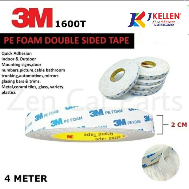 Jual Double Tape 3M Doble Tip Busa Putih PE Foam White Permukaan Lem 2 Sisi - 20mm x 4meter ...