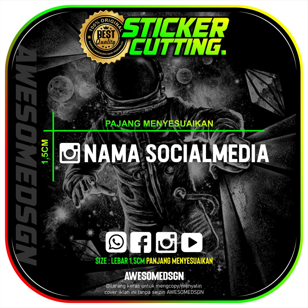 Jual CUSTOM stiker sticker cutting custom nama social media instagram ...