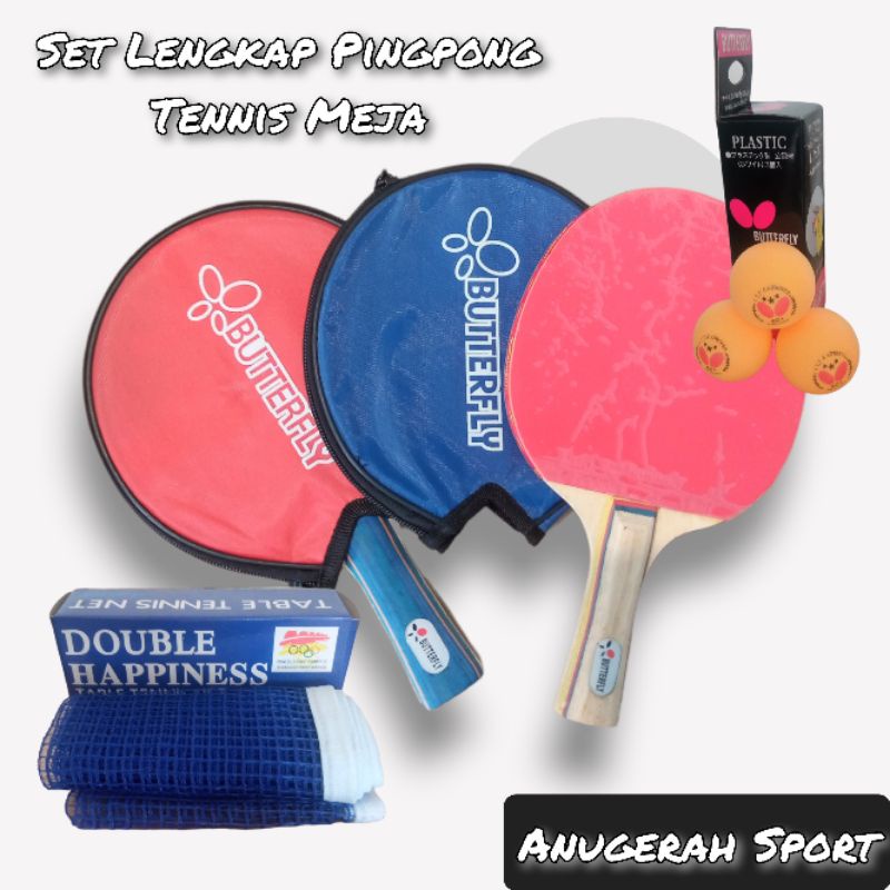 Jual [COD] Bet Bat Tenis Meja Butterfly | Bola Pingpong Tenis Meja 3pcs | Net Tenis Meja + Tiang ...