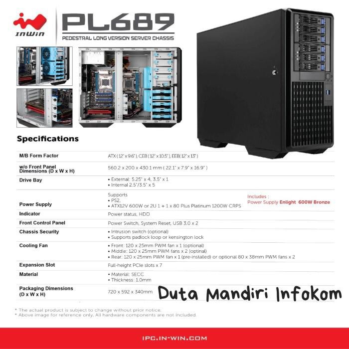 Jual InWin IW-PL689 Pedestal Long Version Server Chassis + PSU 600W ...