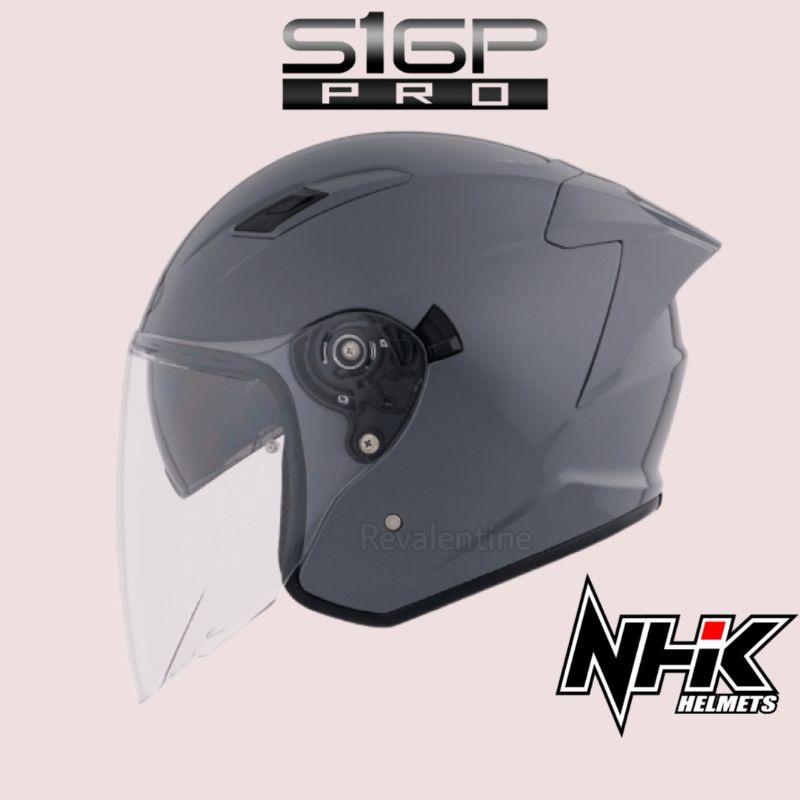 Jual NHK S1GP PRO Dim Grey Glossy Solid Double Visor | Helm Half Face ...