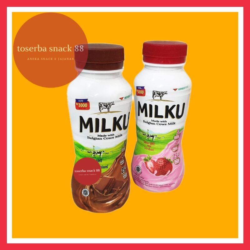 Jual MILKU/Susu Rasa Chocolate & Strawberry/Belgian Cows Milk (200 ml ...