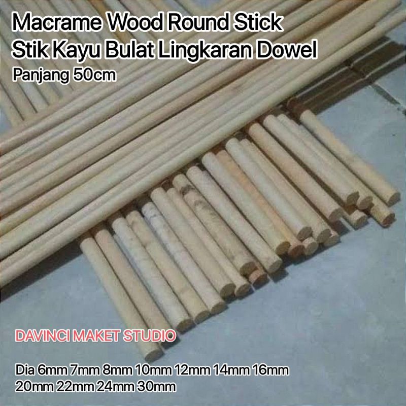 Jual Macrame Wood Round Stick - Stik Kayu Bulat Lingkaran Dowel ...