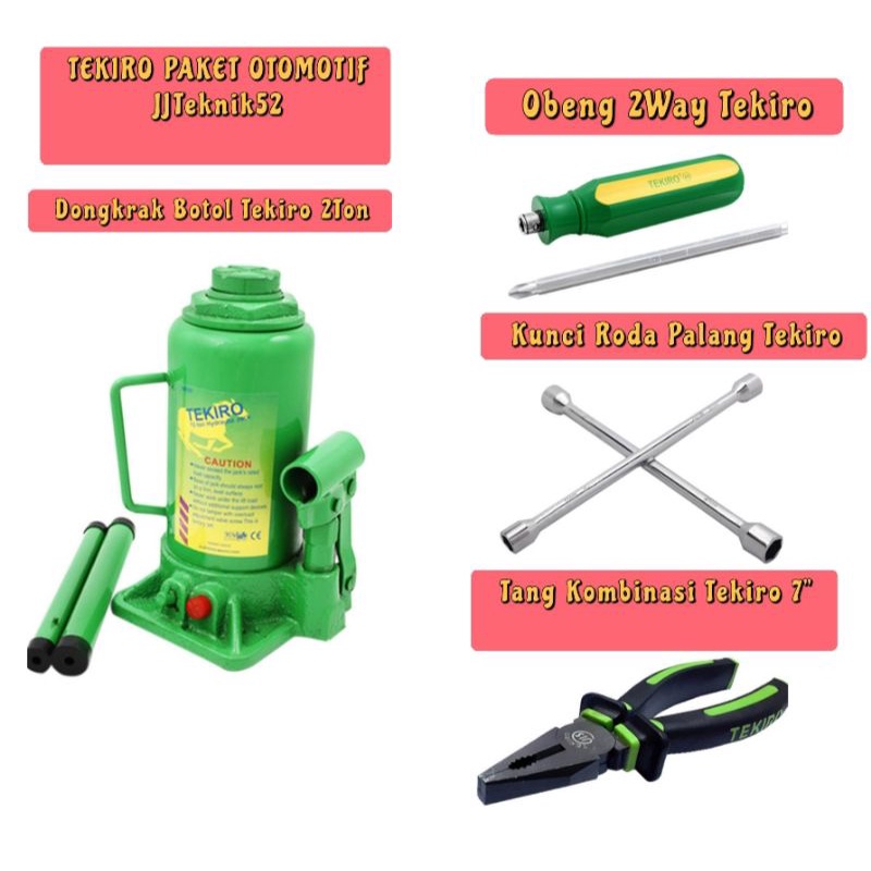 Jual Tekiro Paket Otomotif Dongrak Botol + Kunci Roda Palang + Obeng ...