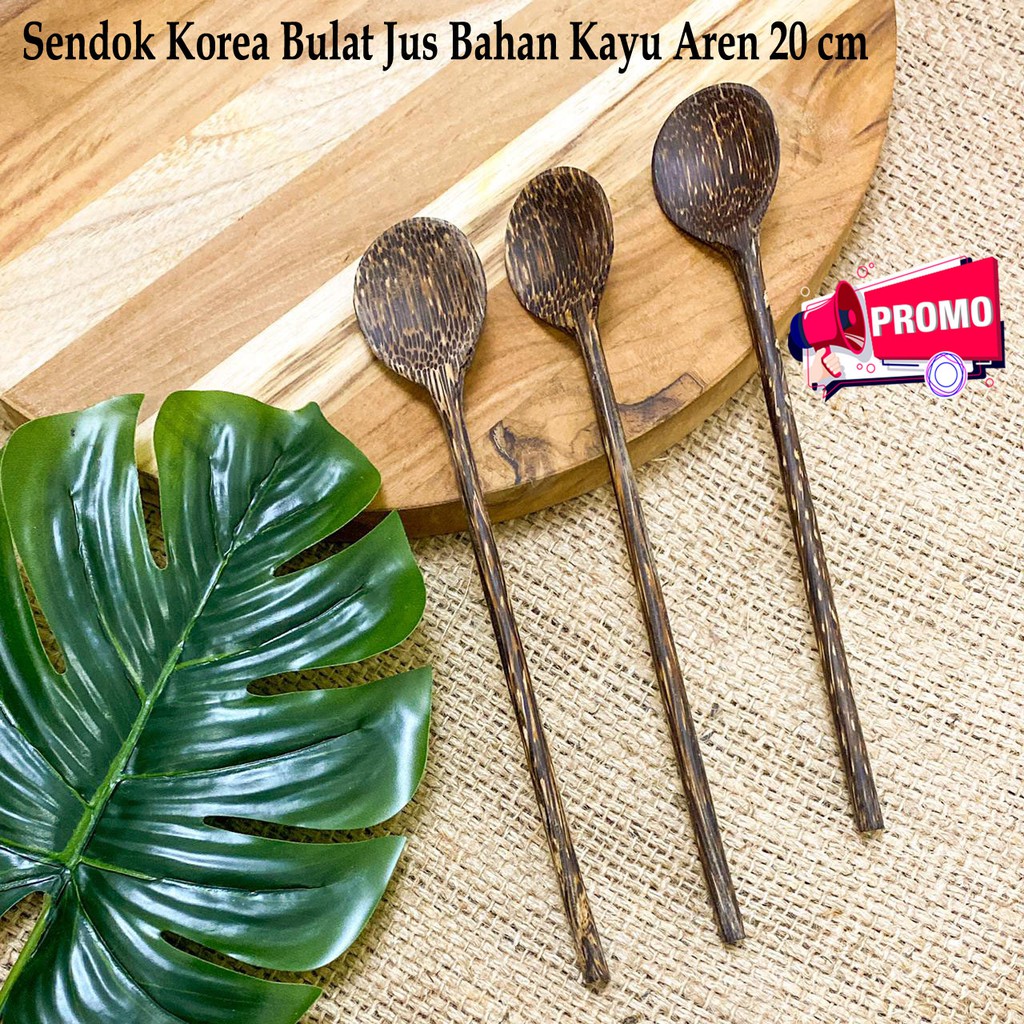 Jual Sendok Korea Bulat Jus Bahan Kayu Aren 20 cm / Sendok Kayu ...