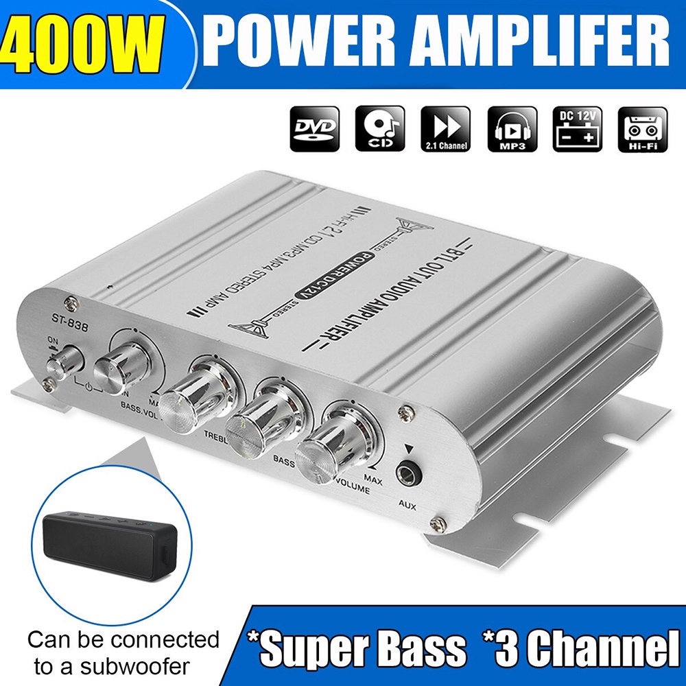Jual HiFi Stereo Amplifier Treble Bass Booster - ST-838 | Shopee Indonesia