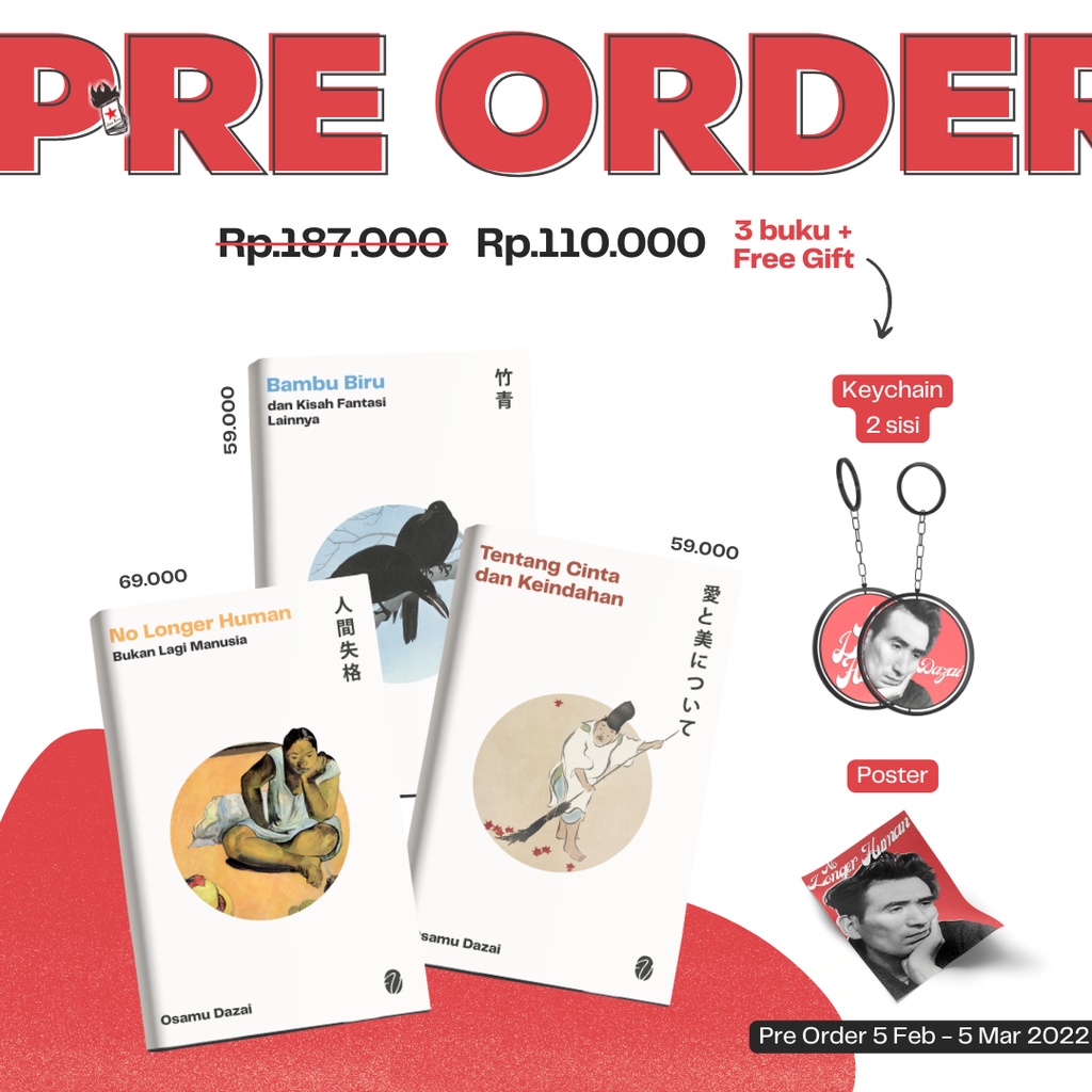 Jual Paket Osamu Dazai ( No Longer Human + Bambu Biru + Tentang Cinta) | Shopee Indonesia