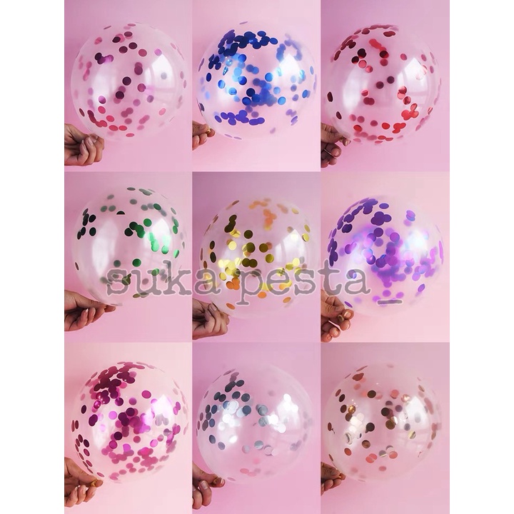 Jual BALON LATEX CONFETTI 12 INCH ECER / BALON LATEX ISI CONFETTI ...