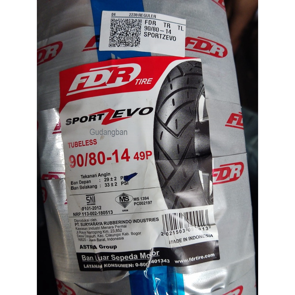 Jual ( RING 14 ) FDR Sport ZEVO 90 80 14 Tubeless Ban Luar Motor Matic FREE PENTIL Beat Vario ...