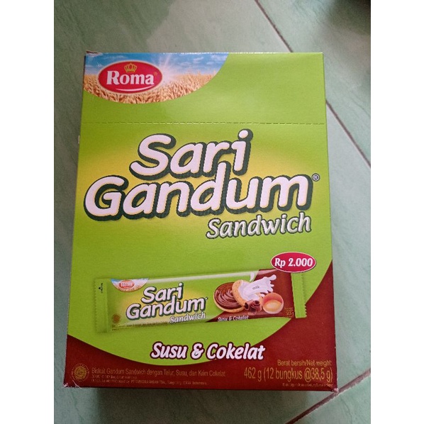 Jual sarigandum box isi 12 sandwich susu coklat - sari gandum - roma ...