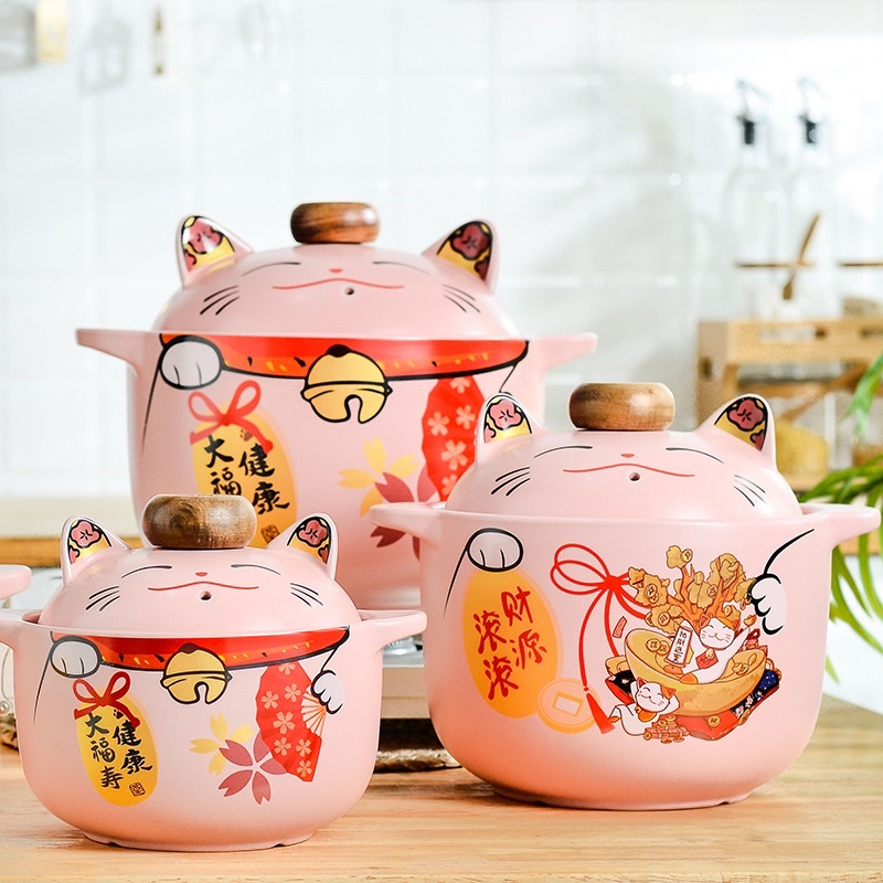 Jual (A0098-99-100) Panci masak claypot sup unik lucu cantik / Pink cat ...