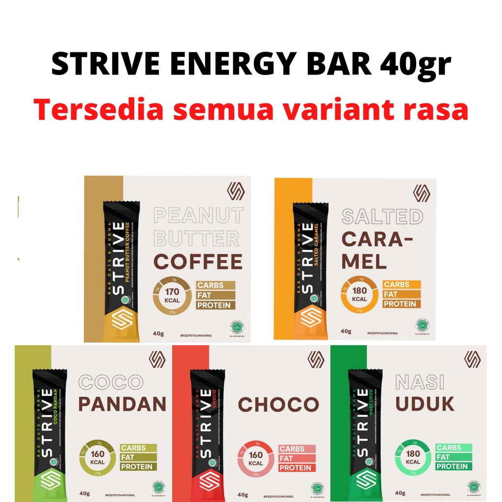 Jual STRIVE ENERGY BAR 40g SATUAN Tenaga Lari Sepeda Olahraga | Shopee ...