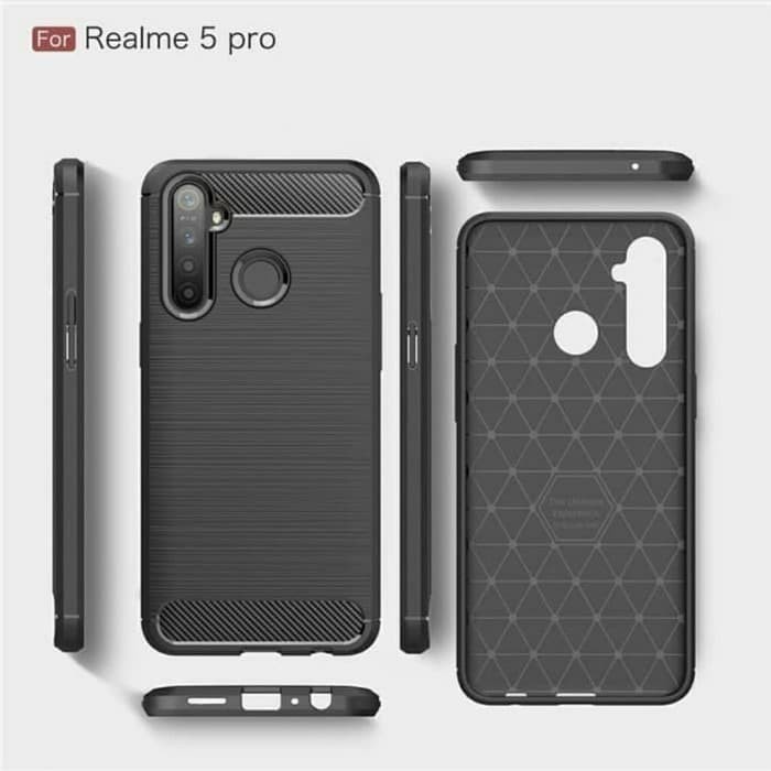 Jual Case Hp For Realme 5 Pro Casing Rugged Armor Carbon Fiber Slim Fit ...