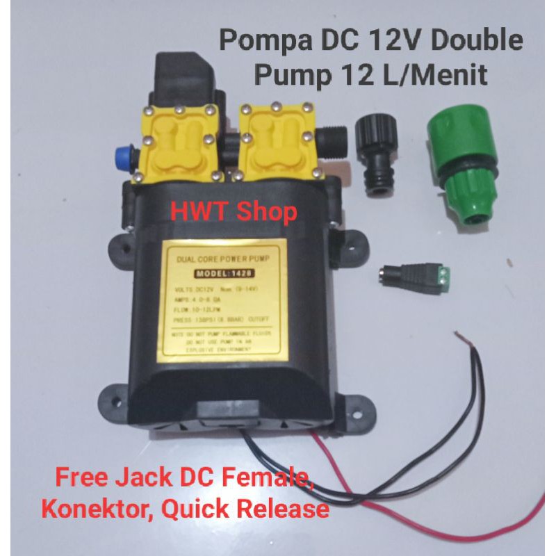 Jual Pompa DC 12V Double Pump 12 L/M Cuci Motor Steam Misting Jet ...
