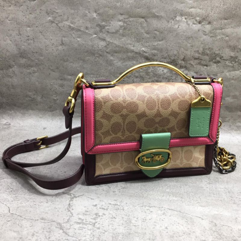 Jual coach riley top handle 22 sling bag in signature | Shopee Indonesia