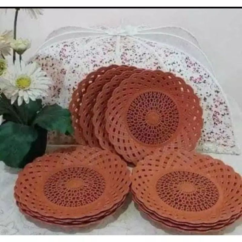 Jual Piring Rotan Plastik / Piring Lidi Plastik / Piring warung makan praktis 12pcs | Shopee ...