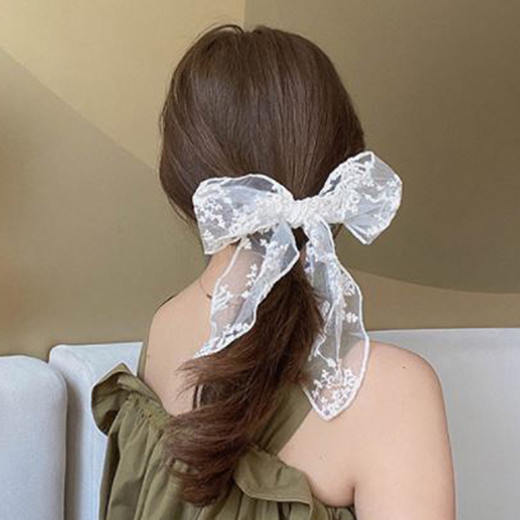 Jual kuncir rambut ikat rambut pita lace bow yarn hair rope(3D1) jku038 ...