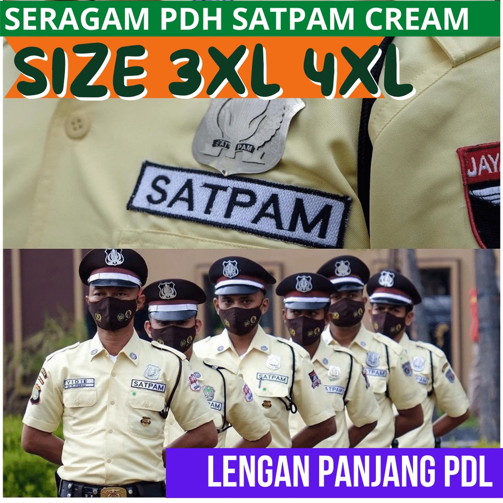 Jual Size 3XL 4XL Seragam Satpam PDL Cream Terbaru Lengan Panjang ...