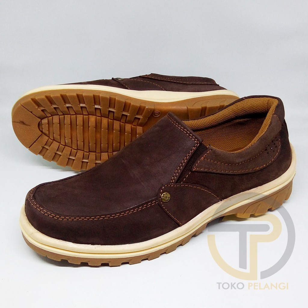 Jual Sepatu semi Boot pria kerja lapangan kulit asli warna coklat sol ...
