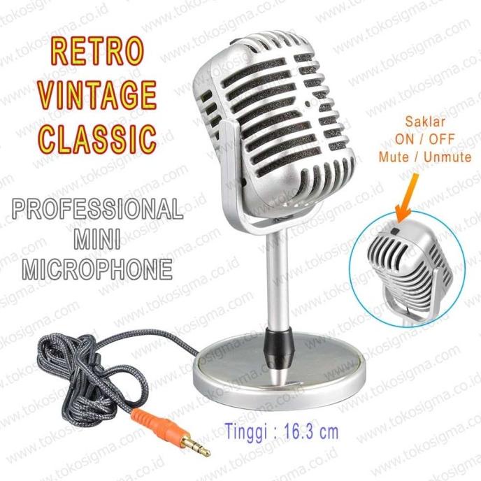 Jual STANDING MIC MICROPHONE RETRO CLASSIC VINTAGE KLASIK JADUL 3.5mm ...