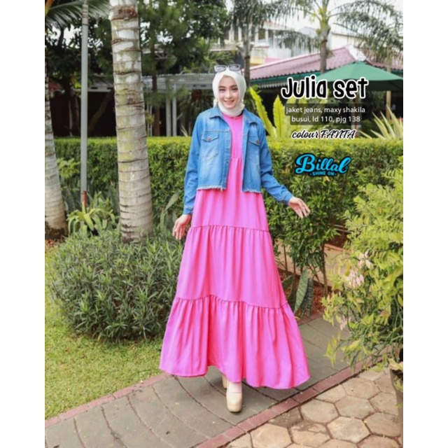 Jual Julia Set By Abela Jaket Jeans Maxi Shakila LD 110 Pjng 138 gamis ...
