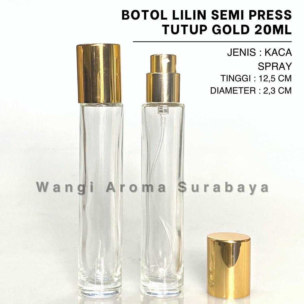 Jual Botol Parfum Lilin 20ML Spray Semi Press Gold - Botol Parfum Lilin Semi Press - Botol ...