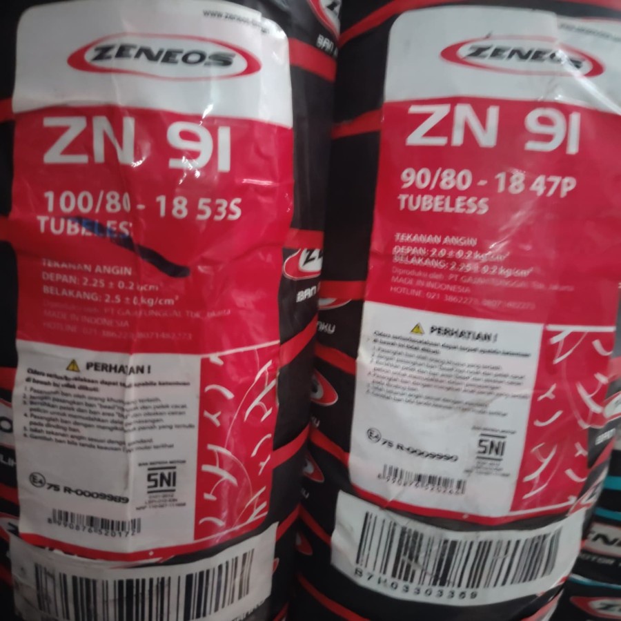 Jual PAKETAN Ban ZENEOS 90/80-18 & 100/80-18 ZN 91 TUBELESS RXKING ...