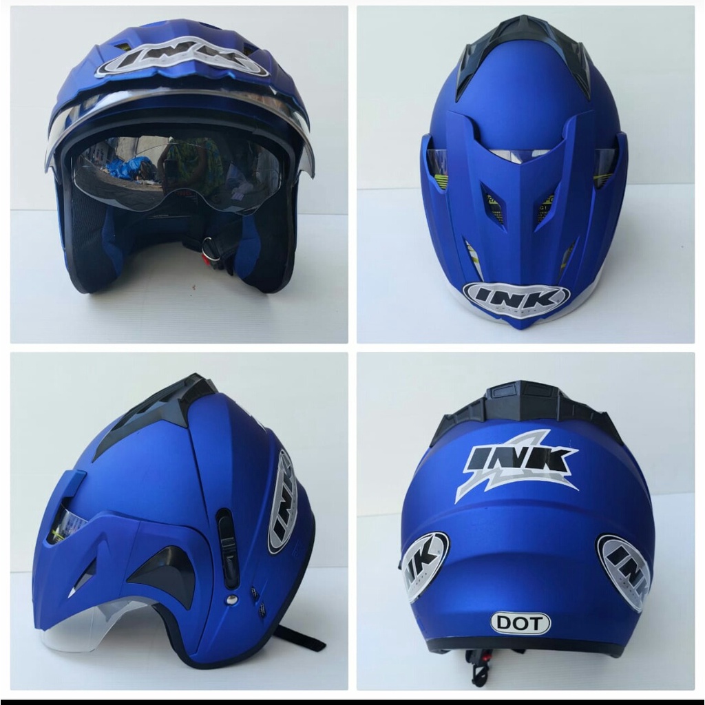 Jual HELM BASIC INK REPLIKA TYPE T1 WARNA BIRU DOF DOUBLE VISOR GOOD ...
