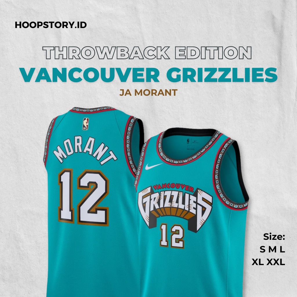 Jual JERSEY BASKET VANCOUVER GRIZZLIES #12 JA MORANT THROWBACK TOSCA ...