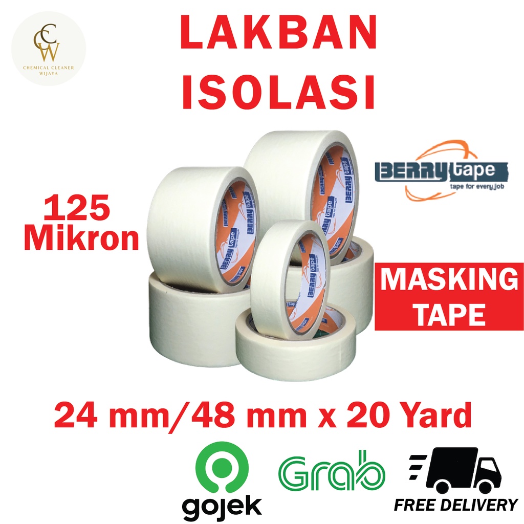 Jual Isolasi Lakban Kertas Masking Tape Super Rekat 24mm/1 Inch 48mm/2 ...