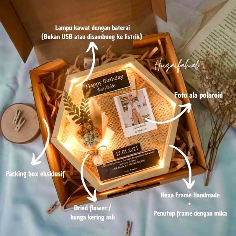 Jual HEXA VINTAGE | kado custom ulang tahun cewek cowok | kado natal | bingkai foto custom ...