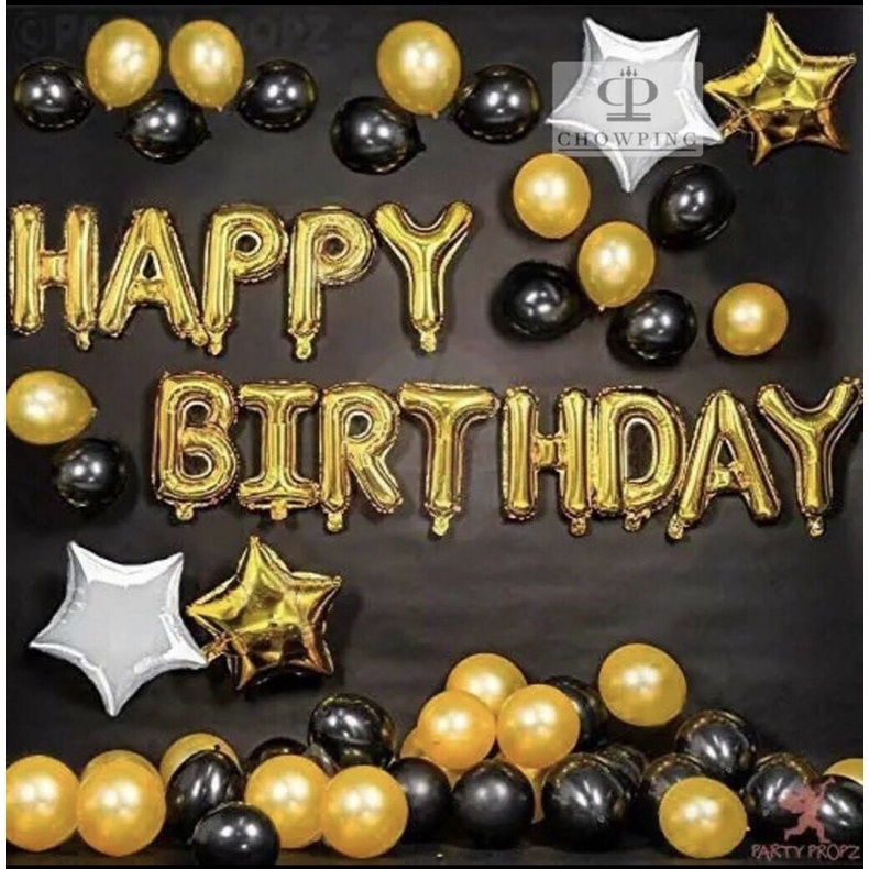 Jual Paket Happy Birthday Tema Gold Black | Shopee Indonesia