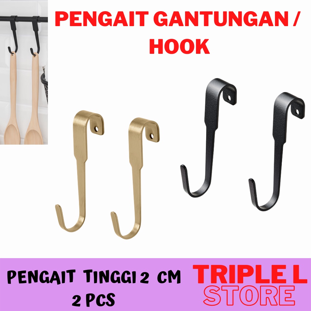 Jual Pengait Hook Gantungan Rel Dapur Panci Wajan 2 pcs 11 cm HLTP | Shopee Indonesia