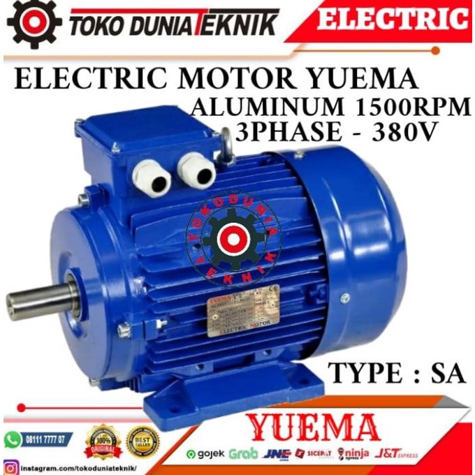 Jual Sa 3 Phase 0,75 Hp 1500 Rpm B3 Motor Yuema | Shopee Indonesia